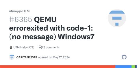Qemu Errorexited With Code 1no Message Windows7 · Utmapp Utm