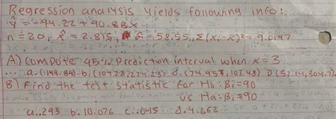 Solved Regression Analysis Yields Following Infot