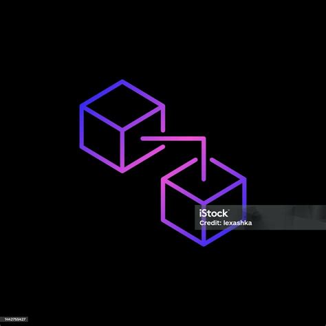 Blockchain Technology Linear Vector Modern Icon Two Connected Blocks