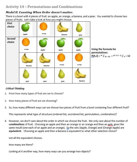 Activity 14 - Permutations and Combinations Model II. | Chegg.com