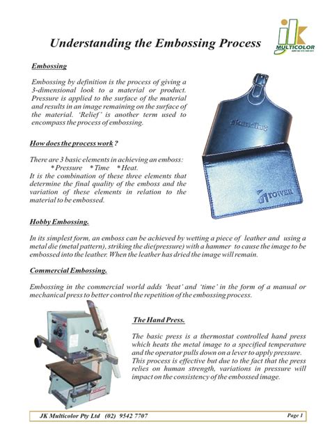 Understanding The Embossing Process Pdf Engraving Leather