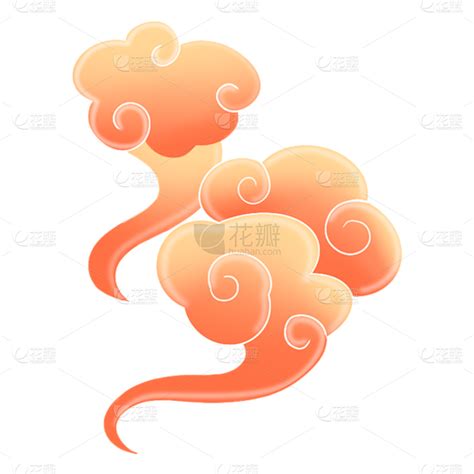 通用国潮风中式渐变色祥云元素素材