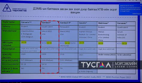 Хүний папиллома вирусын эсрэг вакциныг энэ оноос 11 насны охид