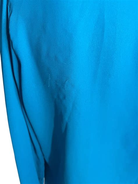 Vintage Blue 70s High Neck Ruffle Top 166 S Gem