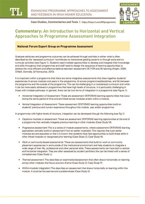 An Introduction To Horizontal And Vertical Approaches To Programme Assessment Integration