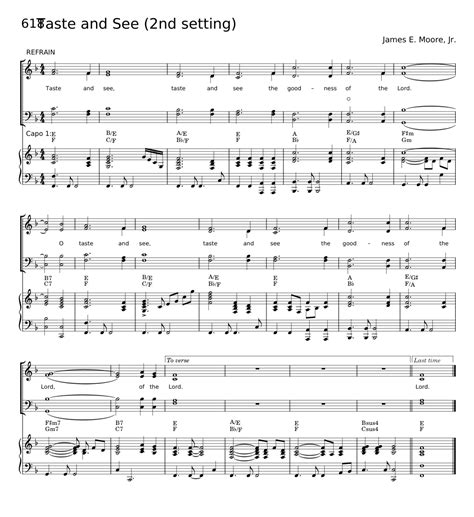 Taste And See James E Moore Jr Sheet Music With Chords For Piano