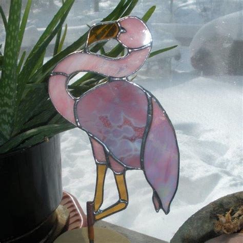 Pink Flamingo In Stained Glass For Your Garden And More