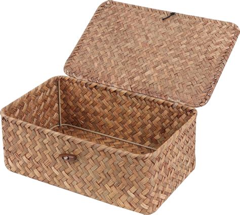 Feialnduo Wicker Shelf Baskets With Lidseagrass Storage Basket Bins