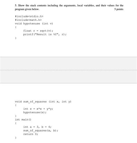 Solved Show The Stack Contents Including The Arguments Chegg