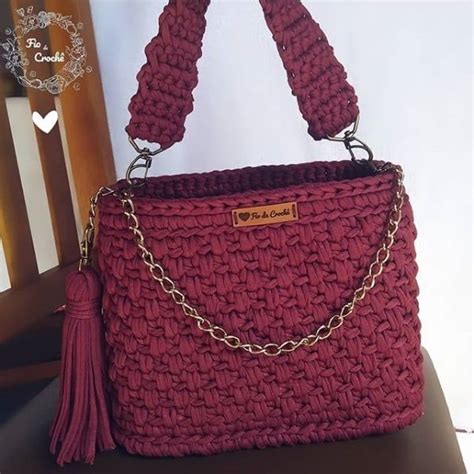 bolsa quadrada e estruturada em fio de malha Padrões de bolsas de