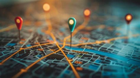 Map 3d Illustration 3d Map Pins Gps Navigator Pin Checking Points Stock Illustration