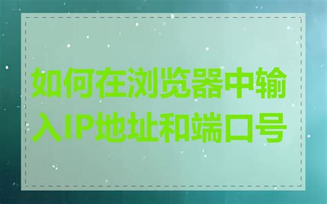 如何在浏览器中输入ip地址和端口号