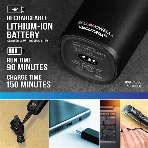 Vacutrim Deluxe Vacuum Hair Trimmer Clipper Titanium Blade Cordless