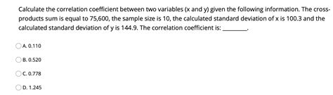 Solved Calculate The Correlation Coefficient Between Two Chegg