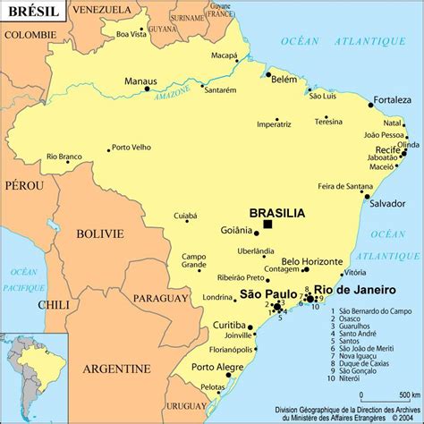 Carte du Brésil Plusieurs cartes du pays en Amérique du Sud