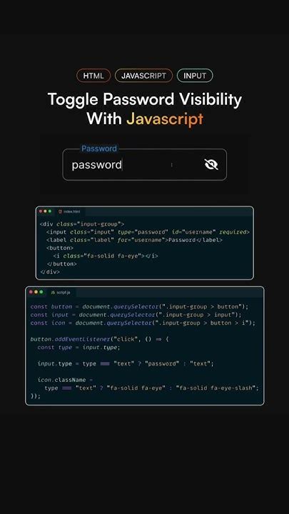 🔒 toggle password visibility using javascript html and css3 modern ui