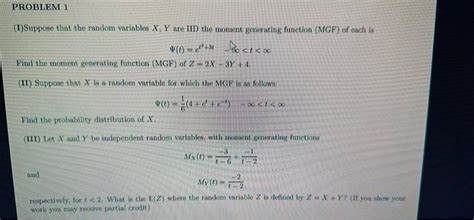 Solved Isuppose That The Random Variables Xy Are Iid The