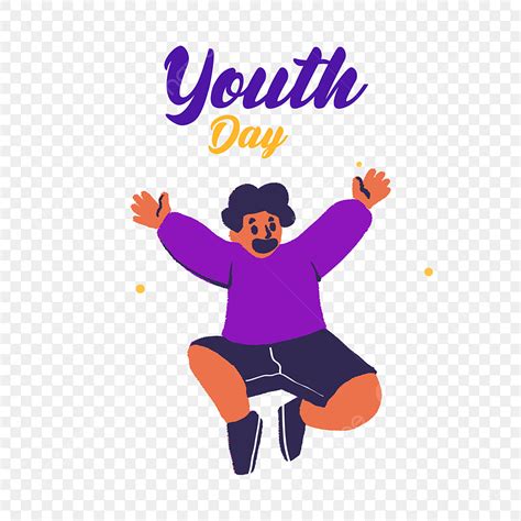 행복 한 젊은 남자 그림 국제 청소년의 날 컨셉 디자인 인사 친구 우정 Png 일러스트 및 벡터 에 대한 무료 다운로드