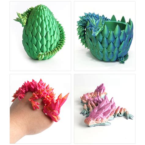 Desktop Ornament 3d Printed Dragon Egg Toy Surprise Crystal Articulated