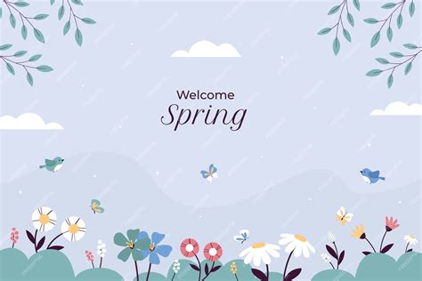 평평한 스프링 배경 무료 벡터