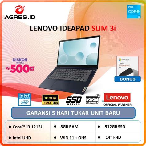 Promo Lenovo Ideapad Slim Iau I U Gb Gb Fhd Win Ohs Bundling Screen