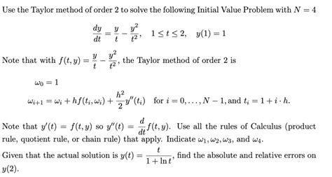 solved use the taylor method of order 2 to solve the