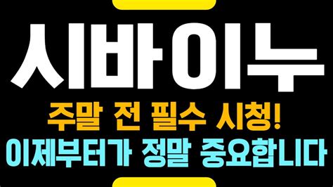 시바이누 주말 전 필수시청 이제부터가 정말 중요합니다 시바이누코인시바이누코인전망 Youtube