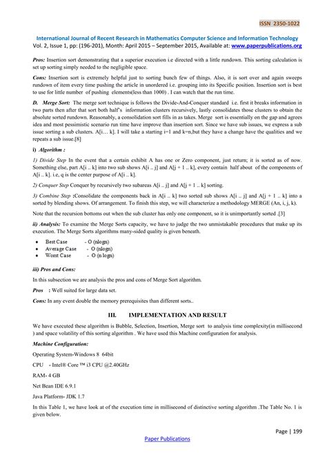Comparative Performance Analysis And Complexity Of Different Sorting Algorithm Pdf