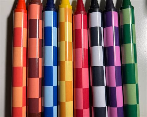 Colorful Checkered Jumbo Crayons Pack Of 8 Etsy Norway