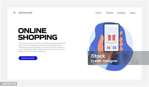 방문 페이지 템플릿 웹 사이트 배너 광고 및 마케팅 자료 온라인 광고 비즈니스 프레젠테이션 등에 대한 온라인 쇼핑 개념 벡터 일러스트레이션 Po에 대한 스톡 벡터 아트 및