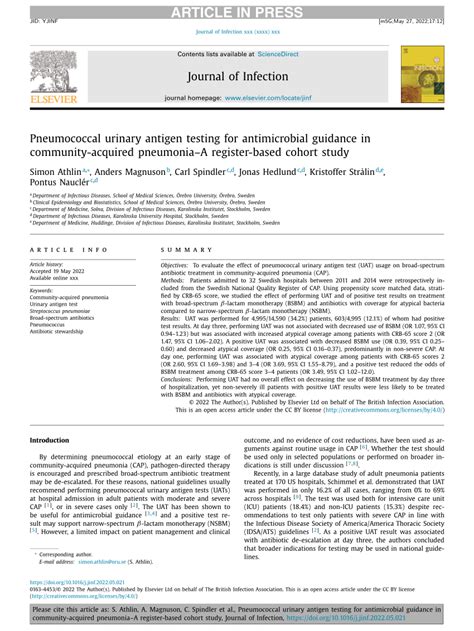 Pdf Pneumococcal Urinary Antigen Testing For Antimicrobial Guidance