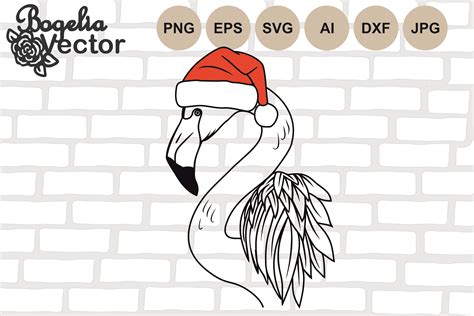 Flamingo Santa Hat Christmas Graphic By Bogeliavector · Creative Fabrica