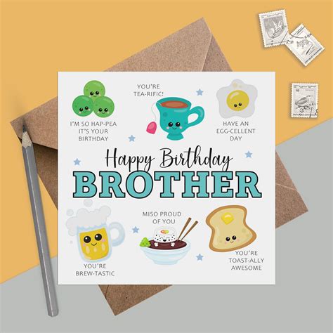 Brother Birthday Card Funny Brother Pun Birthday Card Birthday
