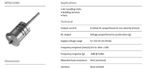 Vibration Sensor Mtn1186c Series Dual Output Accelerometer For Plc Interface And Data