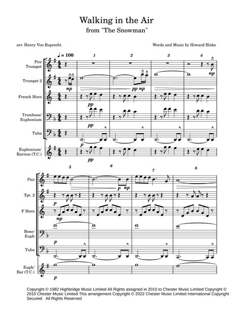 Walking In The Air Arr Henry Von Ruprecht By Howard Blake Sheet