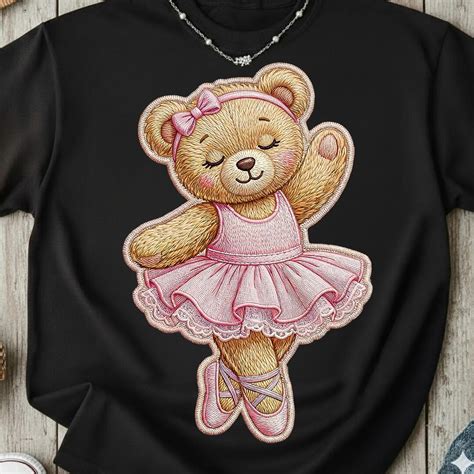 Ballet Teddy Bear Png Cute Ballerina Bear In Pink Dress Sublimation