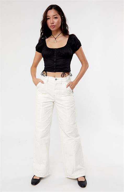 La Hearts Short Sleeve Button Up Bustier Top Pacsun