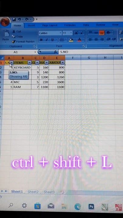Excel Me Filter Ka Shortcut Keyfilter Shortcut In Excelfilter Shorts Shortcuts Excel Youtube