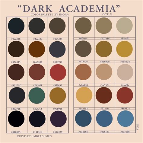 Dark Academia Color Palette Dark Academia Color Dark Academia Color