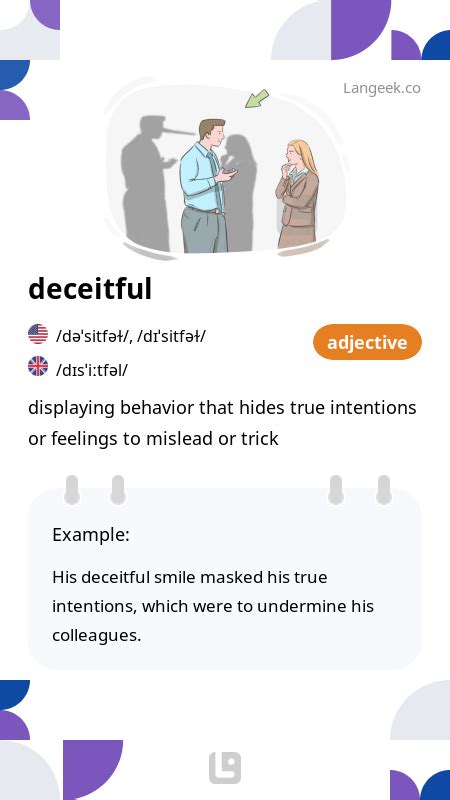 Definition And Meaning Of Deceitful Picture Dictionary