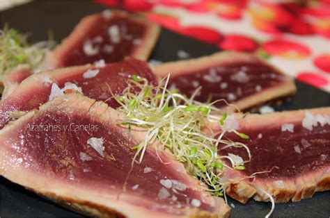 Tataki de atún rojo Azafranes y Canelas