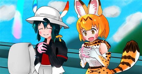けものフレンズ せんろで食べるジャパリまん 大倉はるとのイラスト Pixiv
