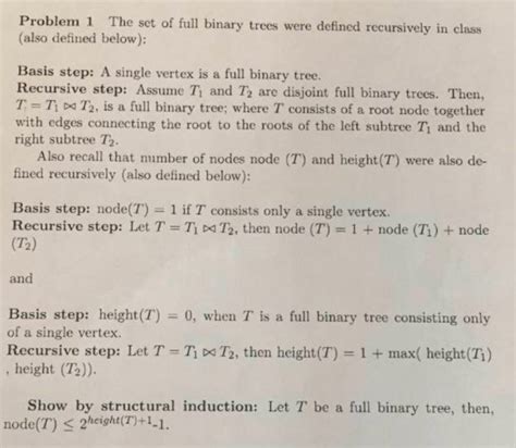 Solved Problem The Set Of Full Binary Trees Were Defined Chegg