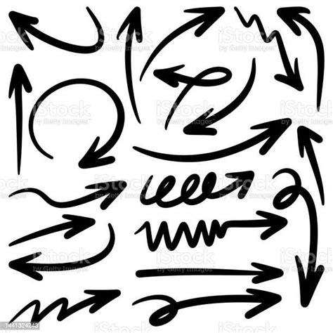 손으로 그린 벡터 화살표 세트는 흰색 배경에 낙서합니다 디자인 요소 벡터 일러스트레이션 0명에 대한 스톡 벡터 아트 및 기타 이미지 0명 거친 검은색 Istock