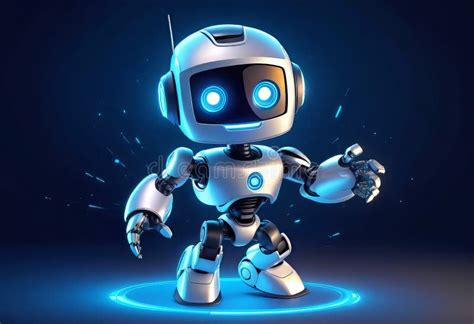 Vector Illustration Adorable 3d Robot Character Interacting With