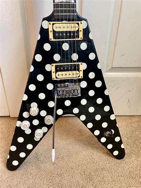 Left Handed Randy Rhoads Polka Dot Flying V Guitar Electric Guitars