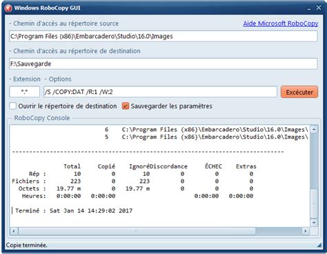 Windows Robocopy Gui Codes Sources à Télécharger Delphi