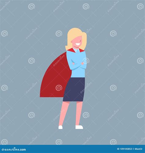 Business Woman Wearing Red Hero Cape Businesswoman Isolated Stock