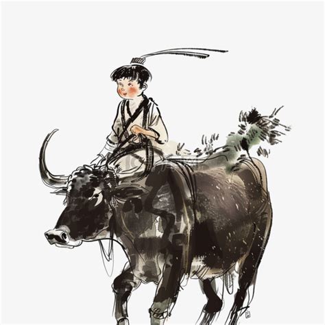 清明节放牛牧童手绘免抠元素素材图片免费下载 千库网