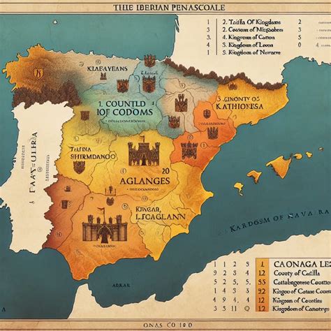 Iberian Peninsula Map 8th 12th Centuries Territories With Labels Ai